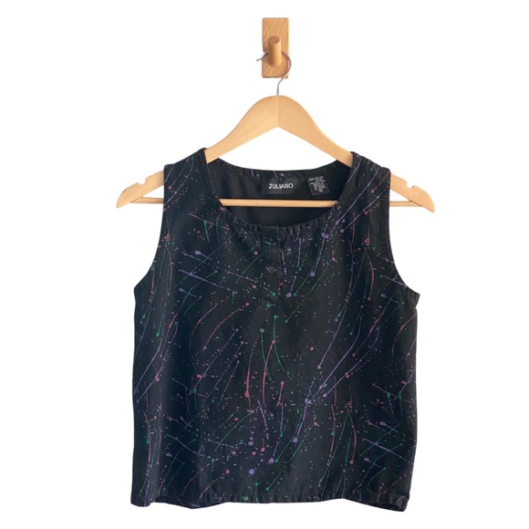 Tops | Fun Paint Splatter Henley Tank | Poshmark